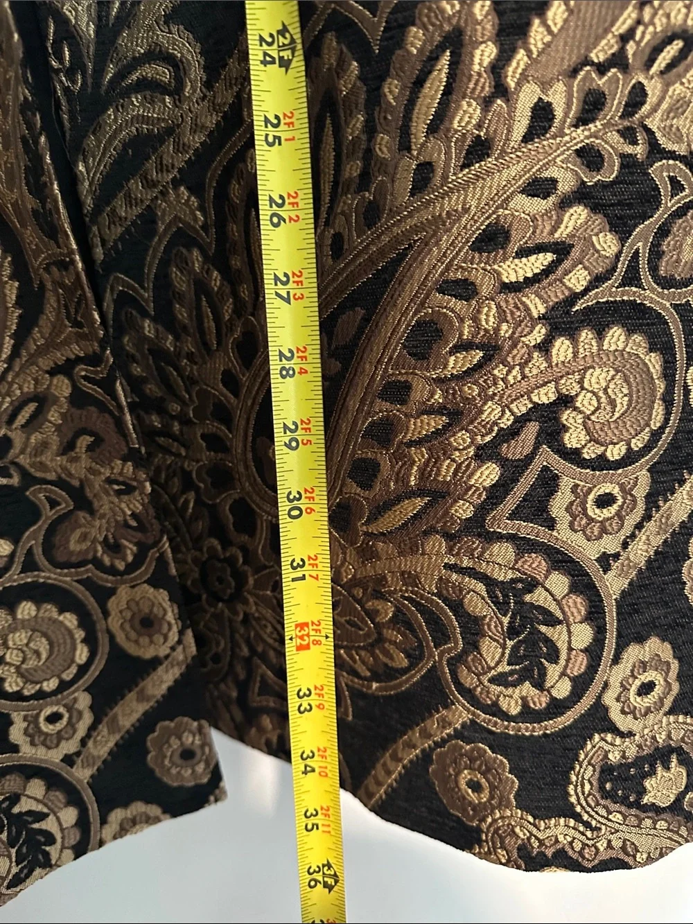 Chico's | Jackets & Coats | Chicos Black And Gold Paisley Openfront ...